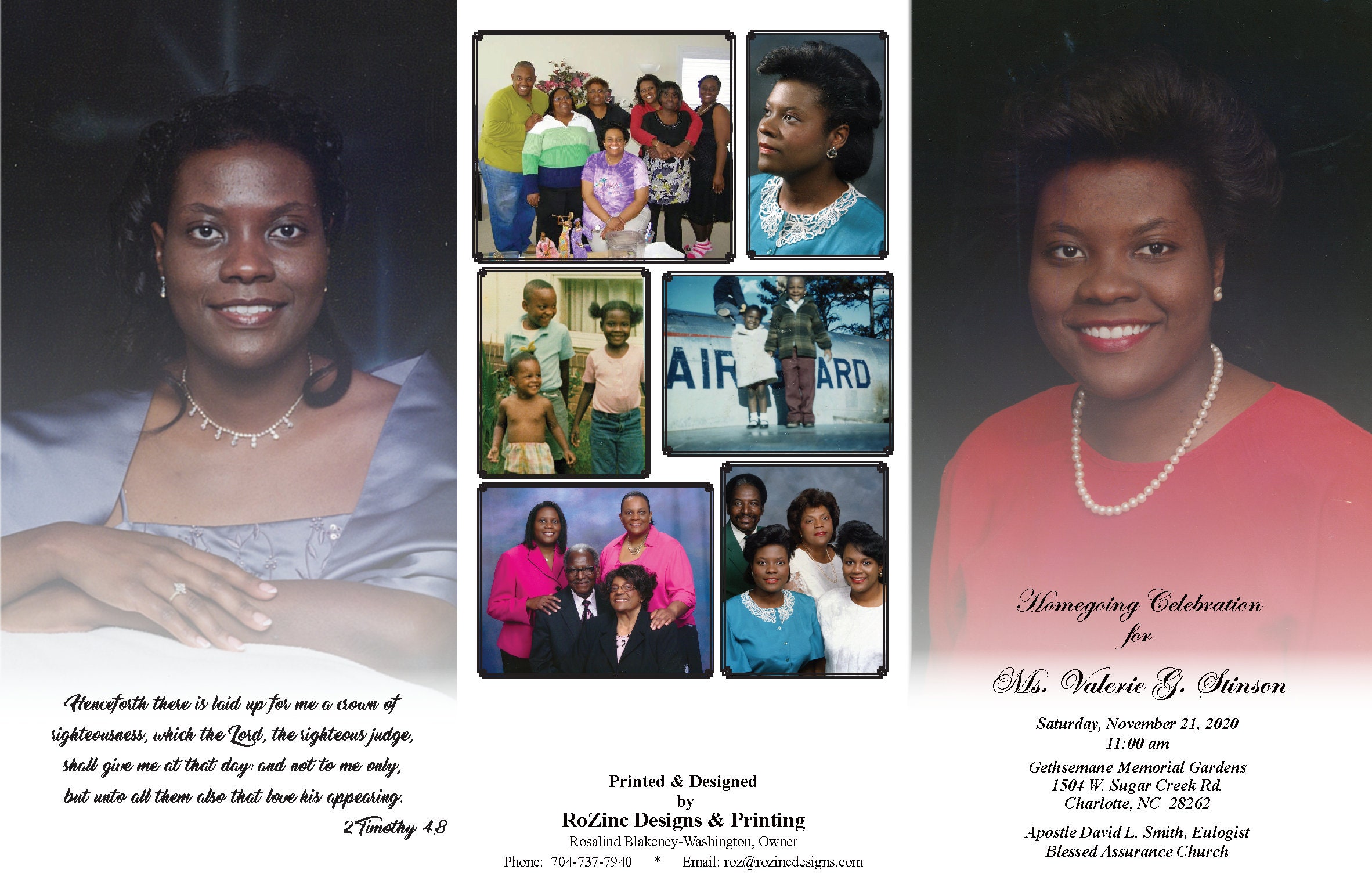 Personalized Programs/obituaries, Bookmarks, Banners, and Portraits for ...
