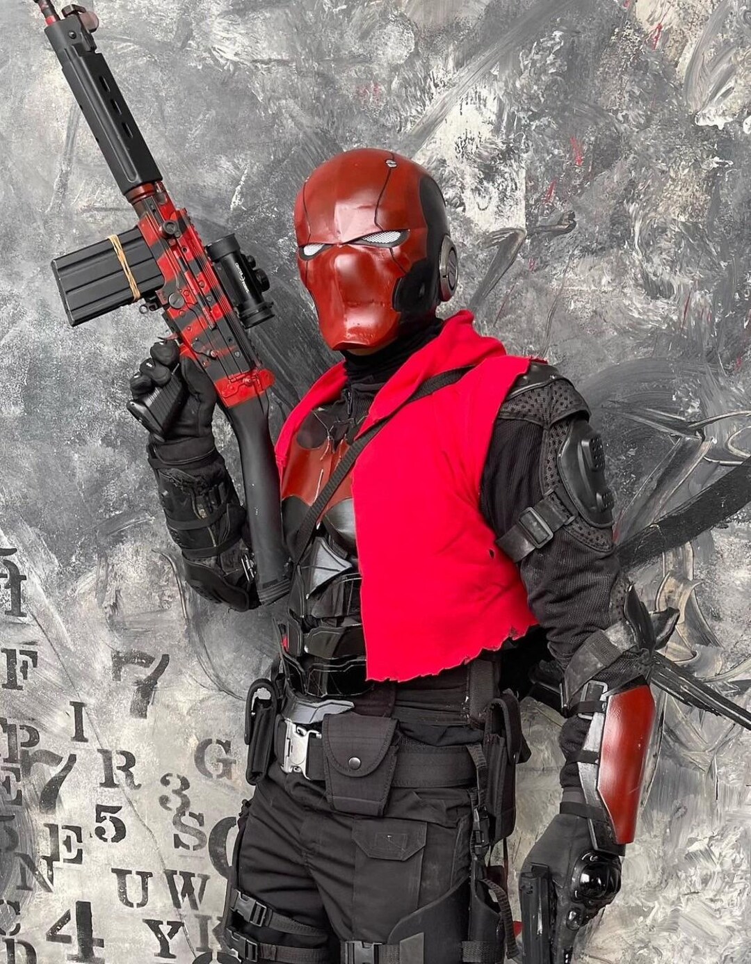 Full Set Red Hood Cosplay, Red Hood Helmet Cosplay for Halloween Party ...