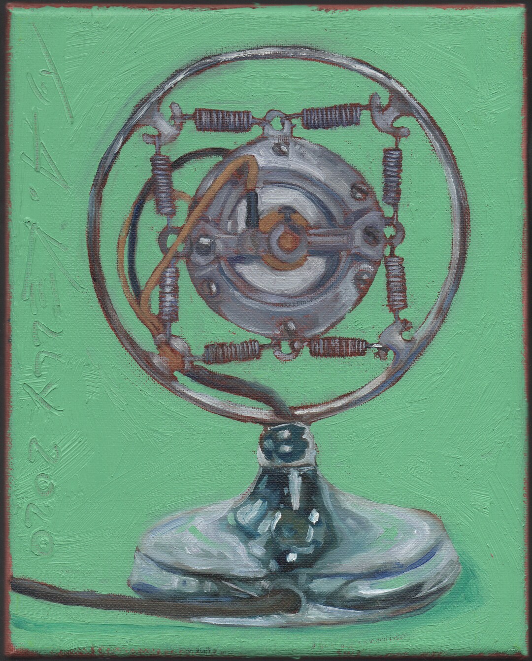 Original Oil Painting of a Marconi Style Micraphone - Etsy