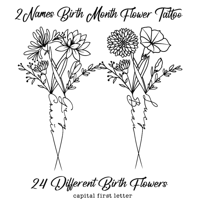 Birth Month Flower Tattoo - Etsy