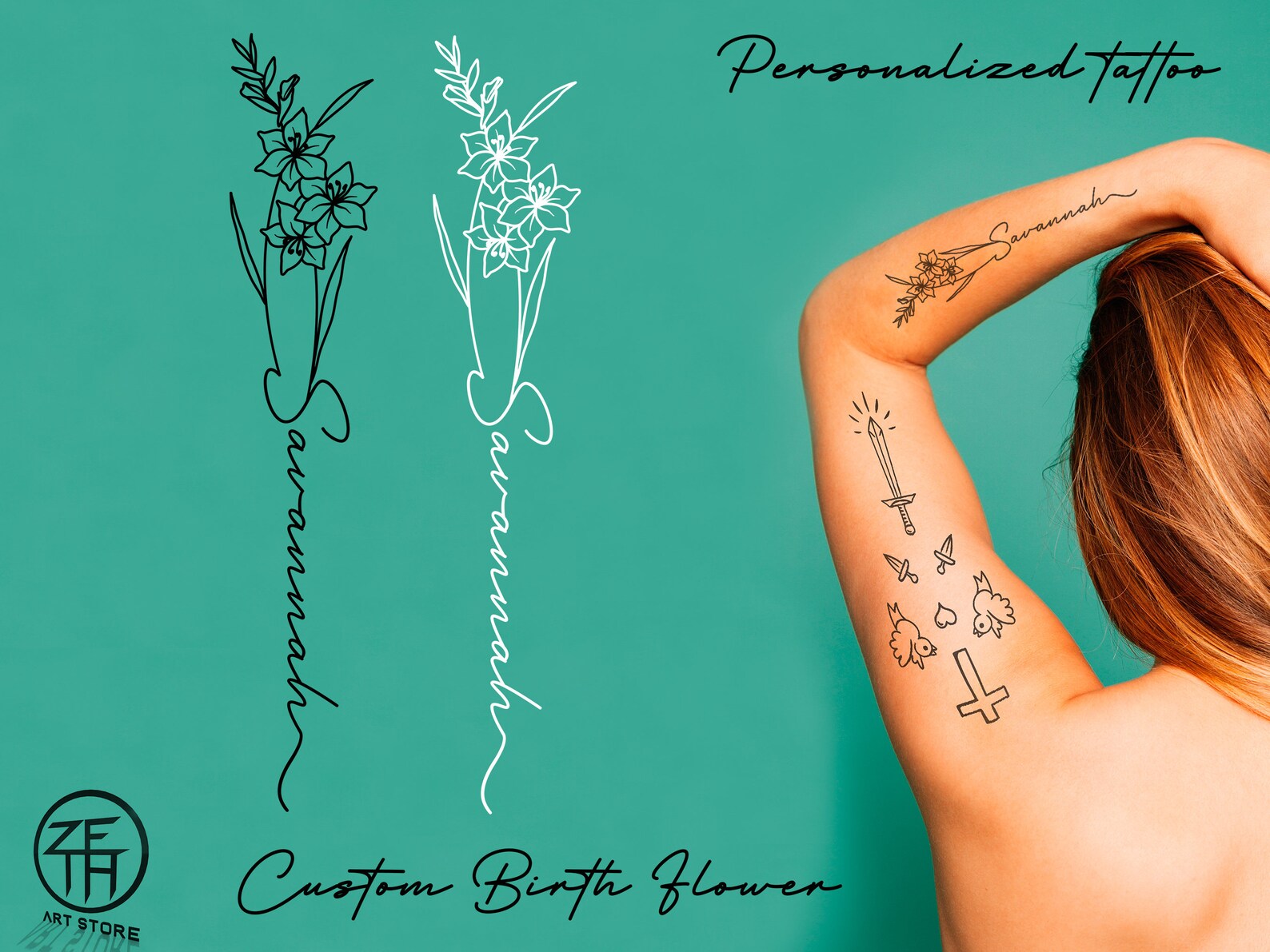 custom-name-design-4-tattoo-design-custom-birth-flower-etsy