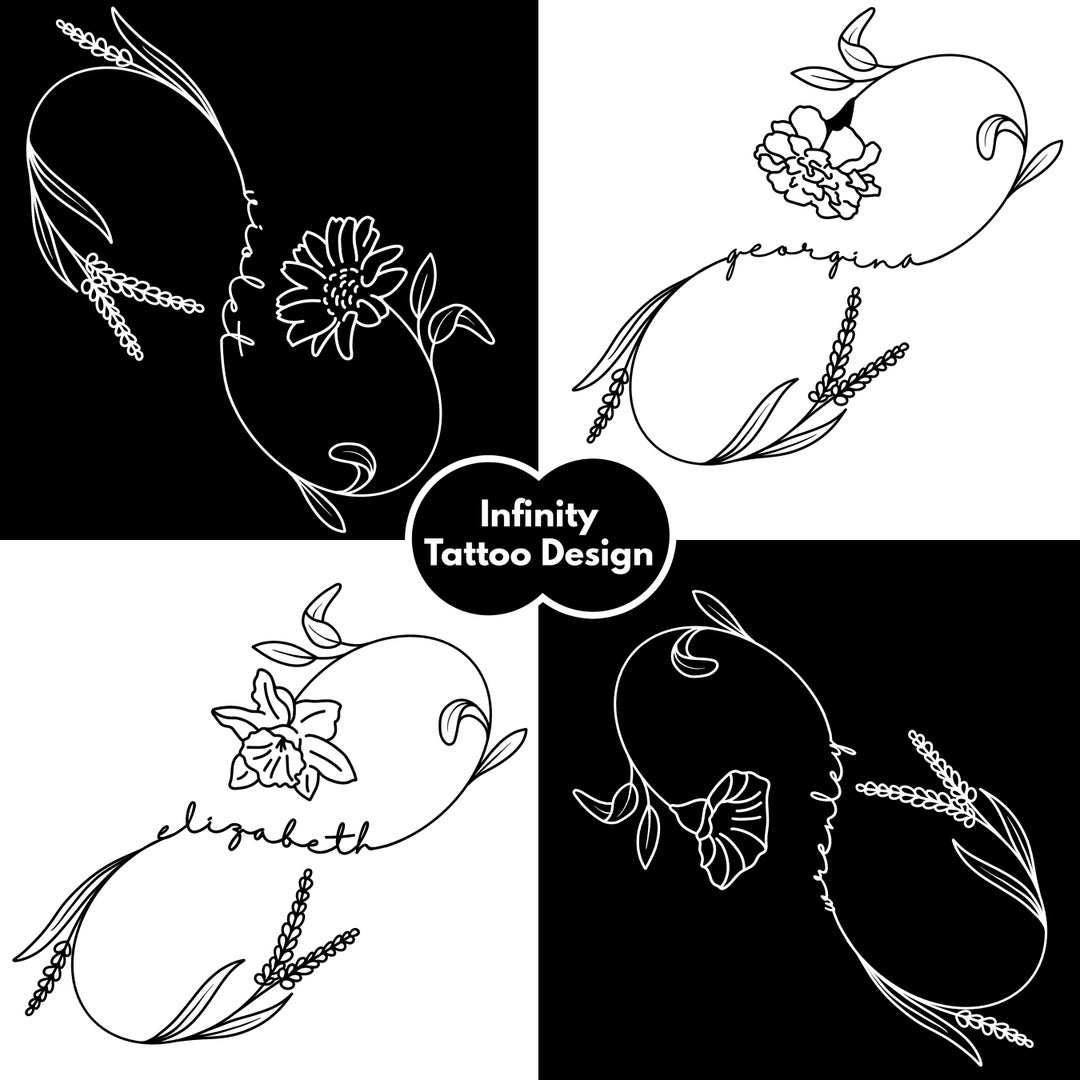 Infinity Symbol Birth Flower Name Tattoo Design | Personalized Tattoo ...