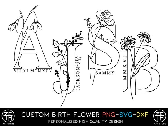 Custom Name Design 10 Personalized Tattoo Design Birth - Etsy