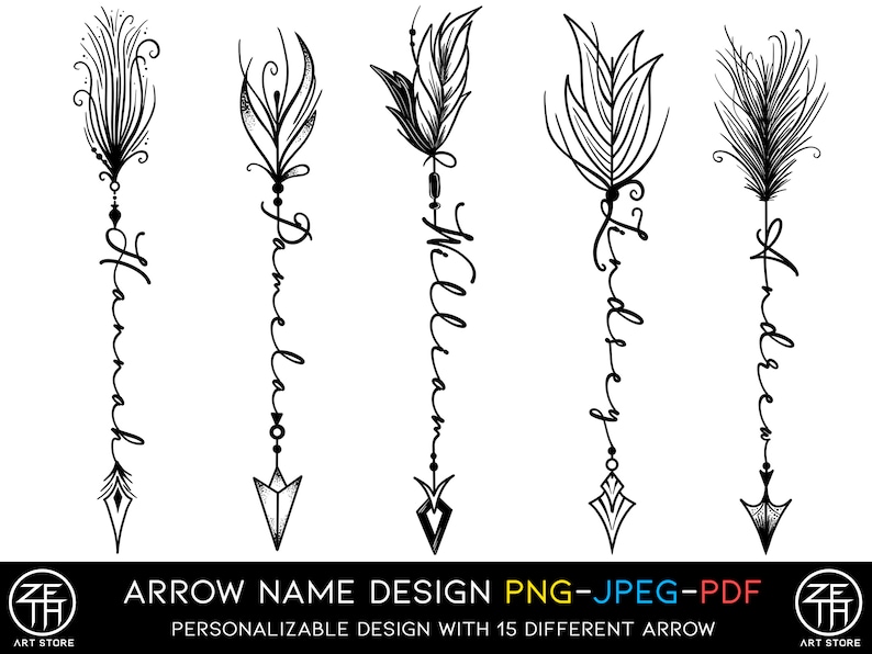 Custom Boho Arrow Name Tattoo Design (digital Download) - Etsy