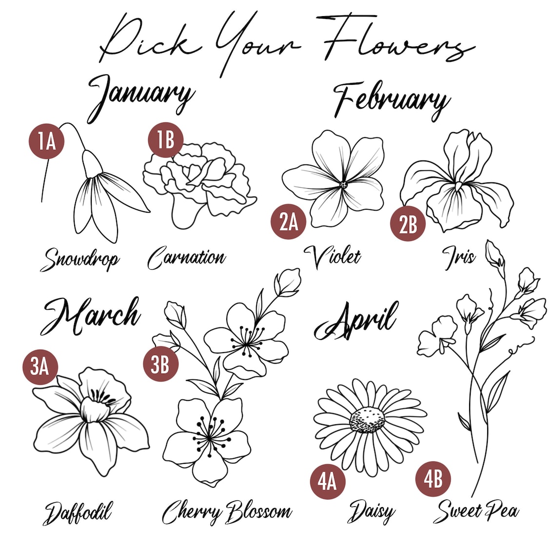 Custom Birth Flower Bouquet Tattoo Design (digital Download) - Etsy