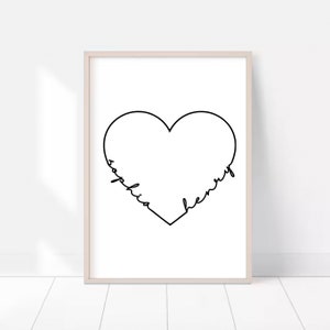 Custom Name Heart Tattoo Design: Couple Line Art (digital Download) - Etsy