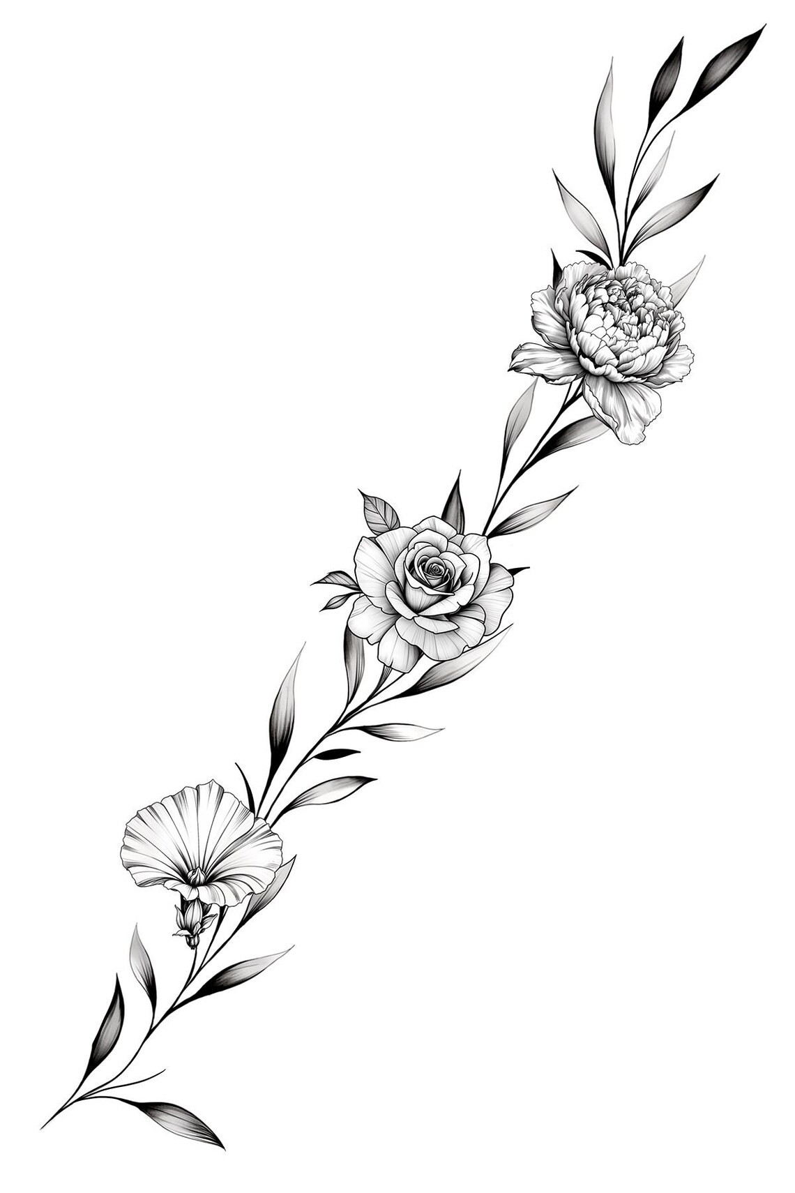 Custom Birth Flower Tattoo Design: Family Floral Wrist Wrap (digital ...