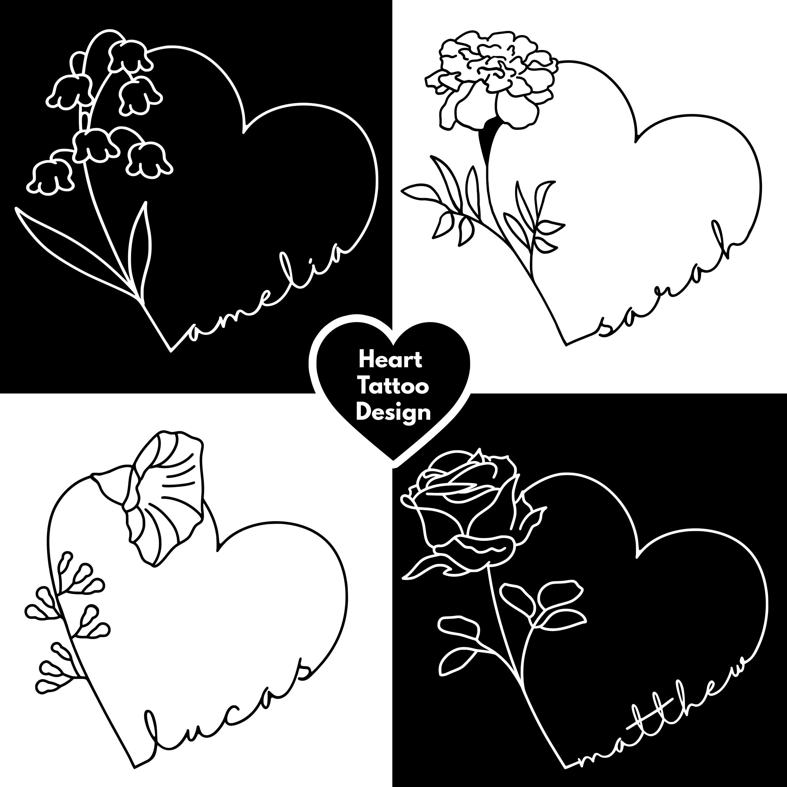 Heart Tattoo Line Drawing