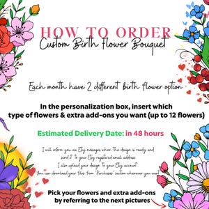Custom Birth Flower Bouquet, Family Birth Month Tattoo Design, Flower ...