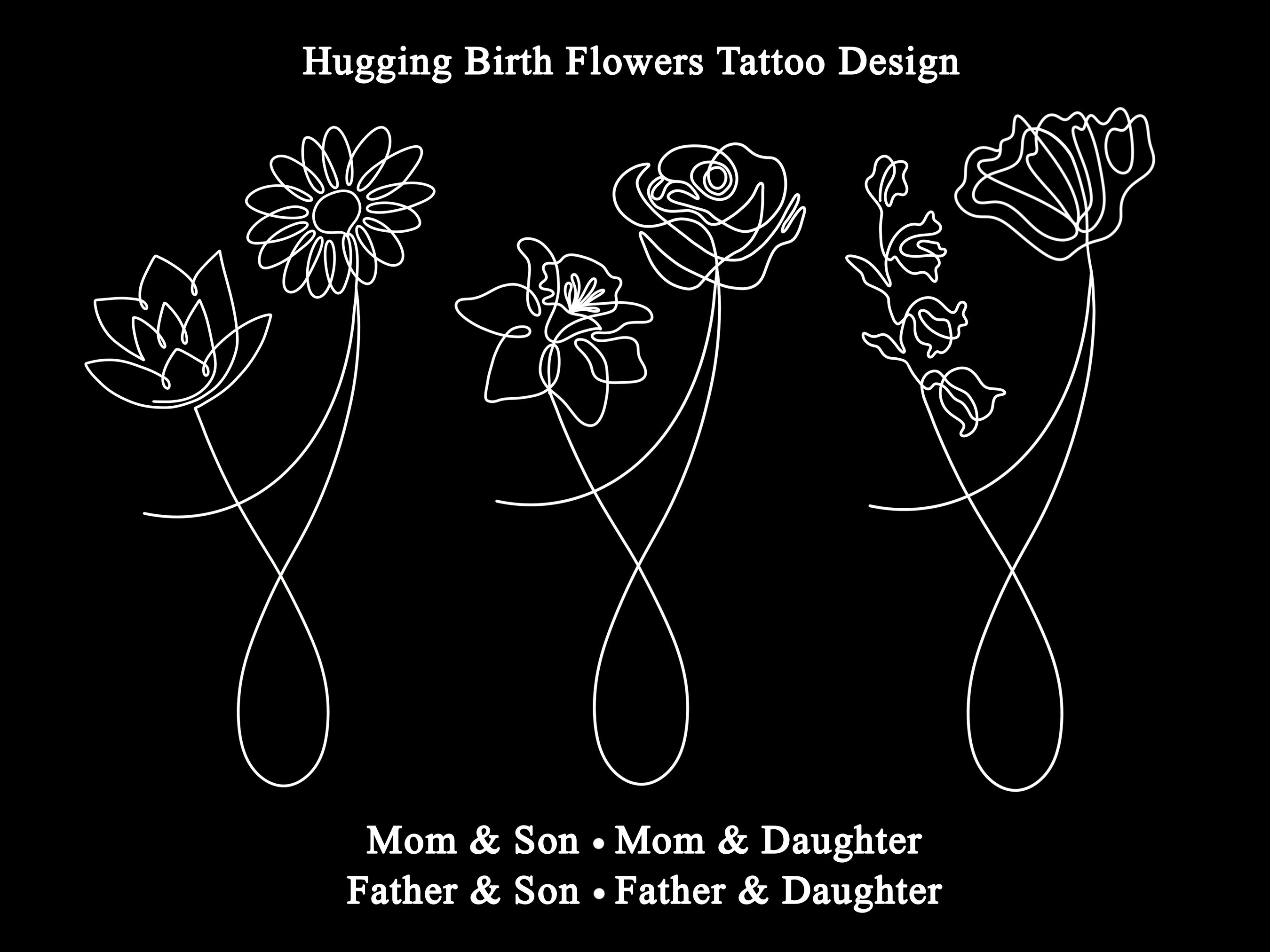 Birth Flower Tattoo Design Hugging Line Art Birth Flowers - Etsy Australia