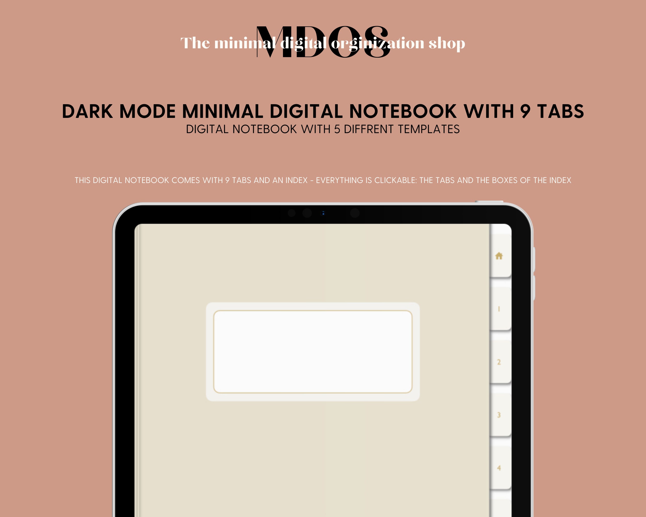 Warm toned minimal DIGITAL NOTEBOOK with 9 tabs - Etsy España