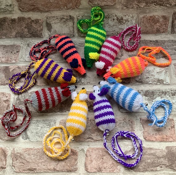 3 ratones tejidos a mano con campana juguete de gato para - Etsy España