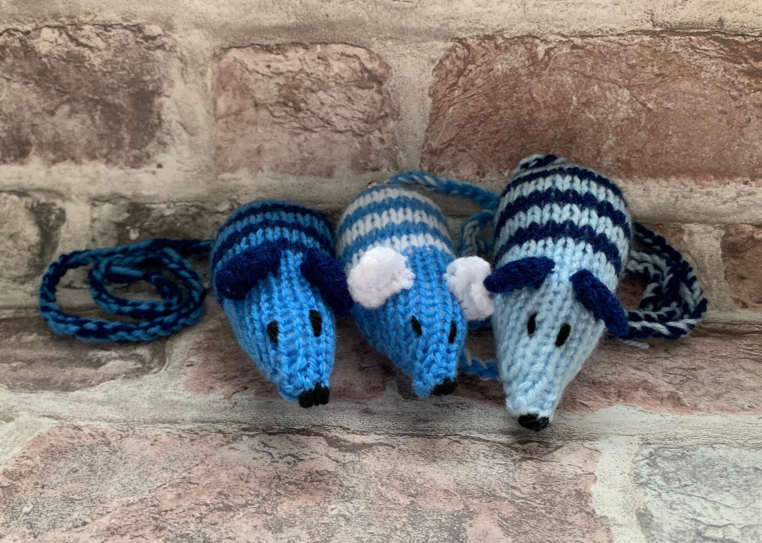 3 ratones tejidos a mano con campana juguete de gato para - Etsy España