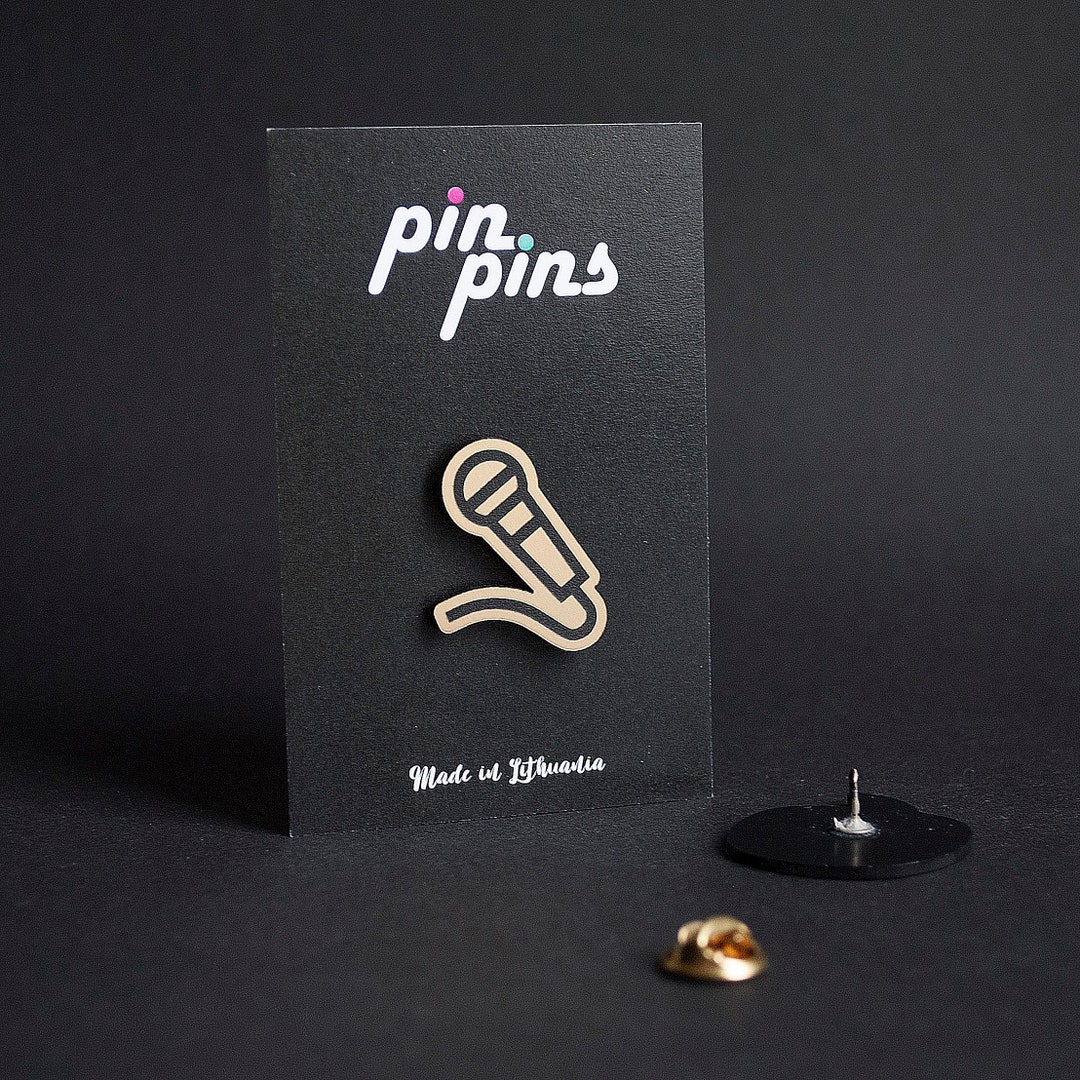 Microphone Singer Pin! - Song Sound Badge, Music Brooch, Clothing ...