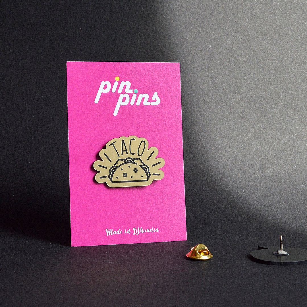 Taco Funny Food Mexica National Dishes Pin Badge , Retro Pin Badge ...