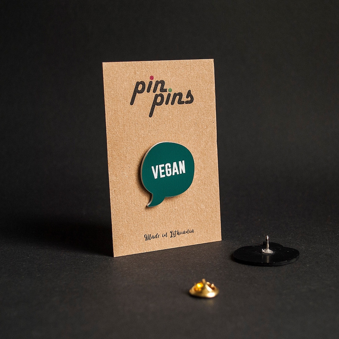 Vegan Pin! Brooch, Badges, Green Food Lover Pins, Cute Pin, Vegetarian ...
