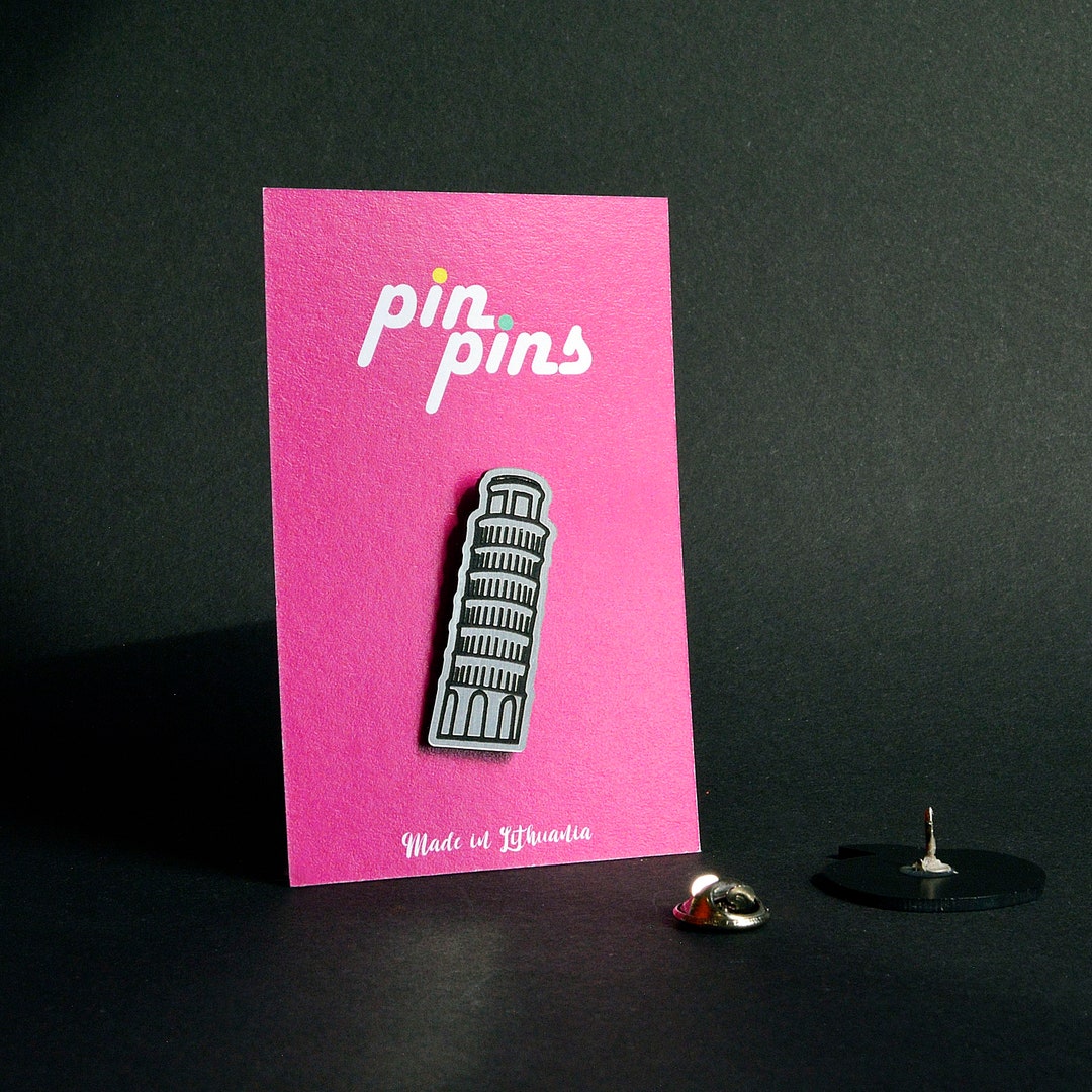 Tower of Pisa, Italy, Leaning Tower Pin Badgey, National Monument ...