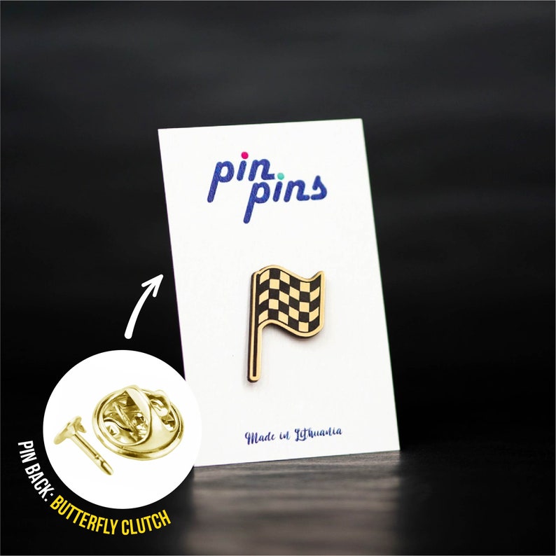 Flag Finish Winning Post Pin Car Driving Badges, Brooch, Car Lover ...