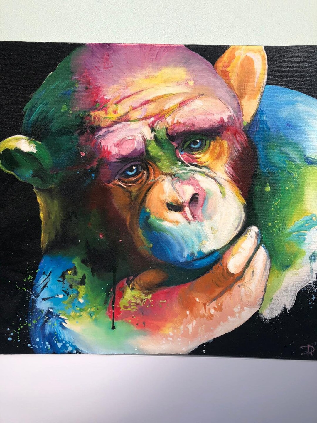 Painting of a Contemplating Monkey - Etsy UK