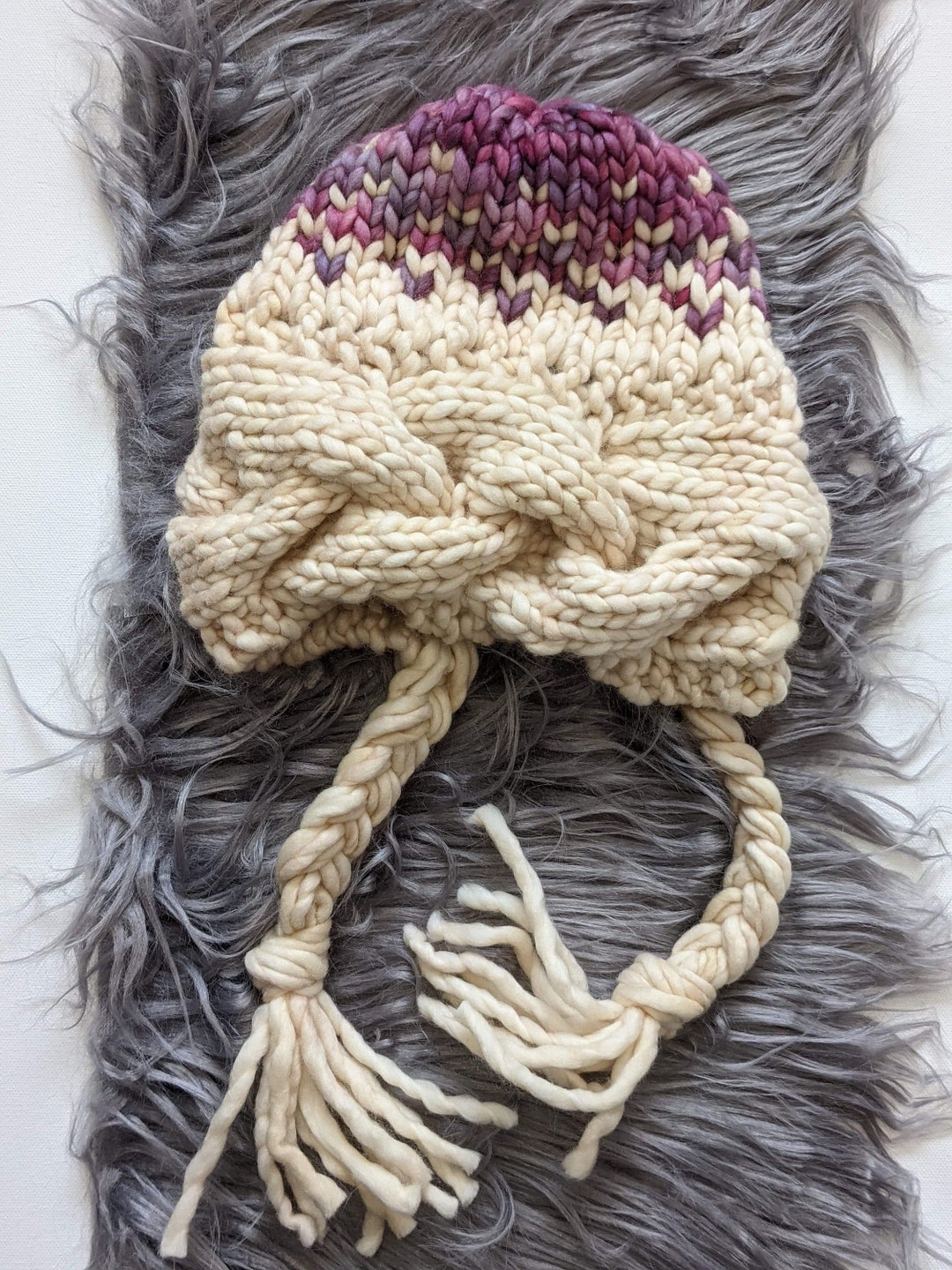 Toddler Braided Cable Bonnet 8mo-3yrs Hand Knit, Super Bulky, Luxury ...