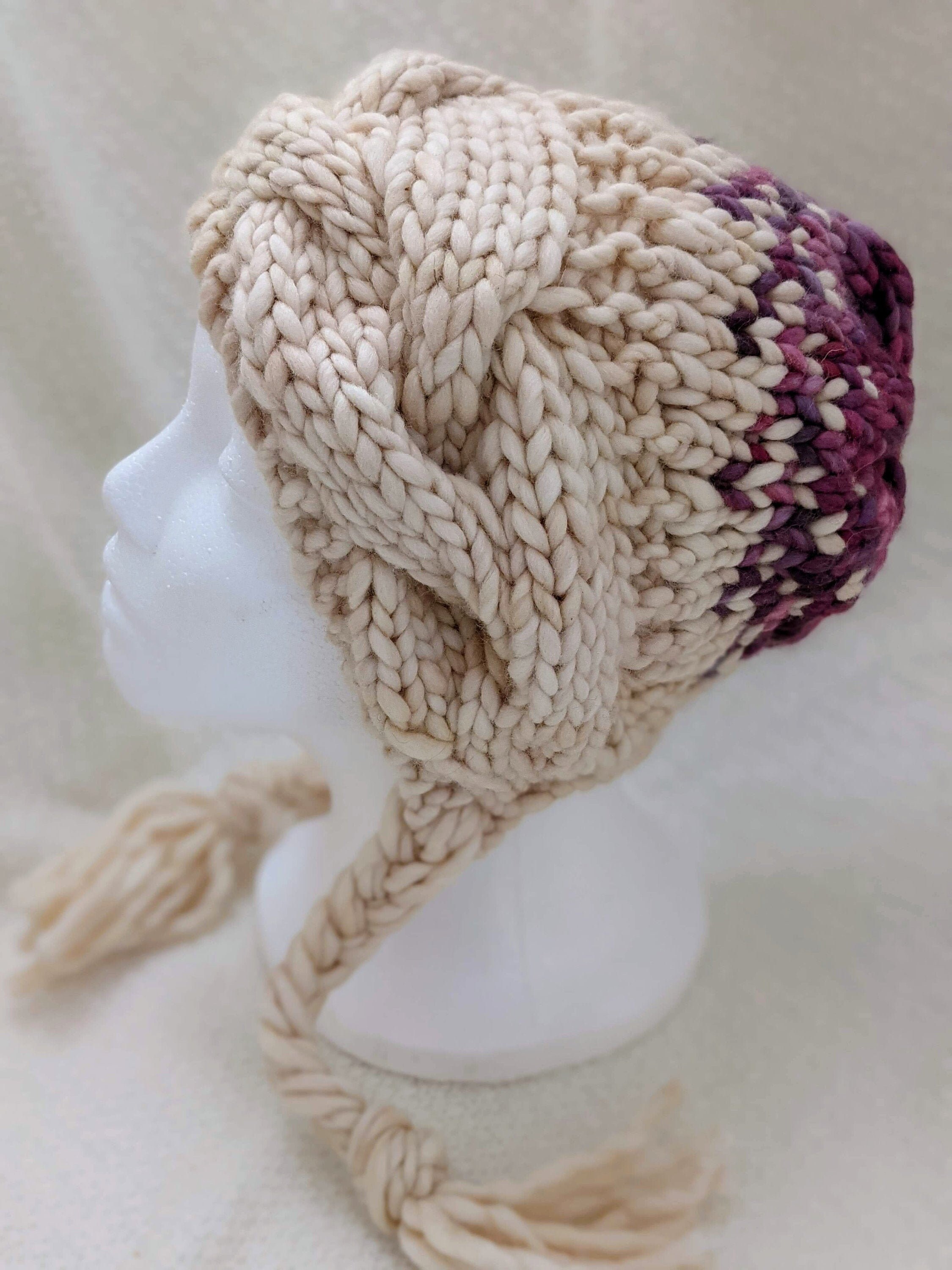 Toddler Braided Cable Bonnet 8mo-3yrs Hand Knit, Super Bulky, Luxury ...