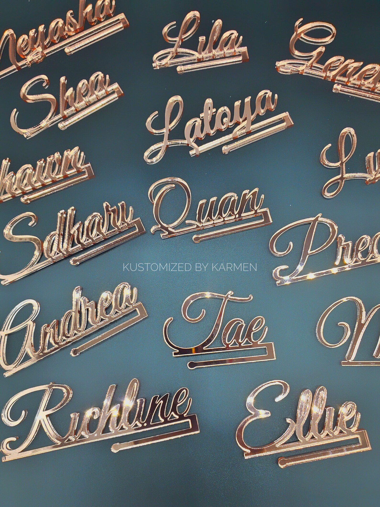 Cute Laser Cut Wedding Name Place Cards Personalized Glass Decor Custom ...