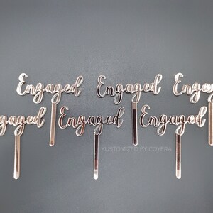Engaged Cupcake Topper, Acrylic Topper, Engagement Party, She Said Yes ...