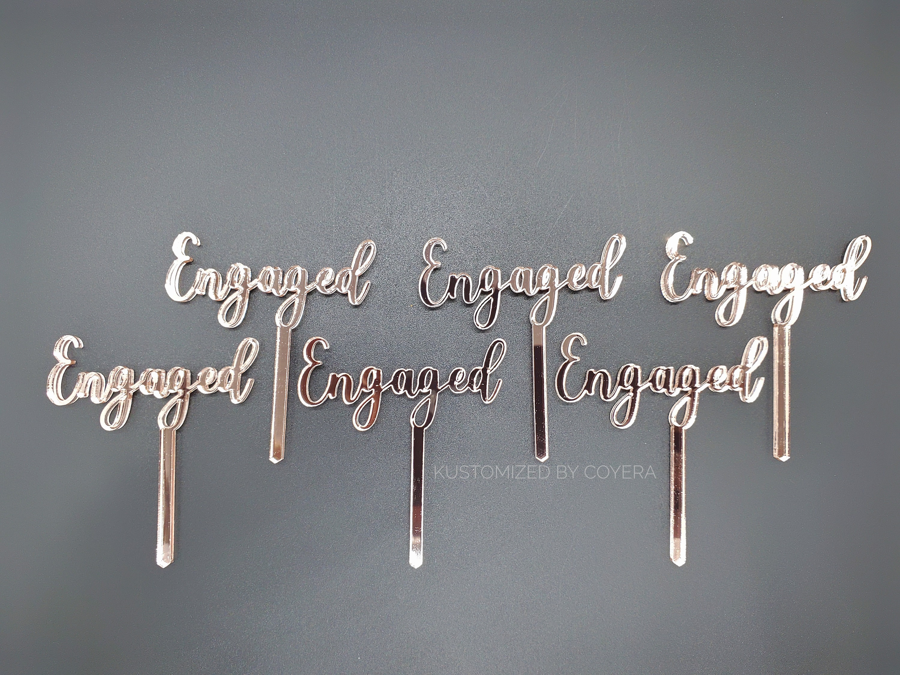 Engaged Cupcake Topper Acrylic Topper Engagement Party She - Etsy