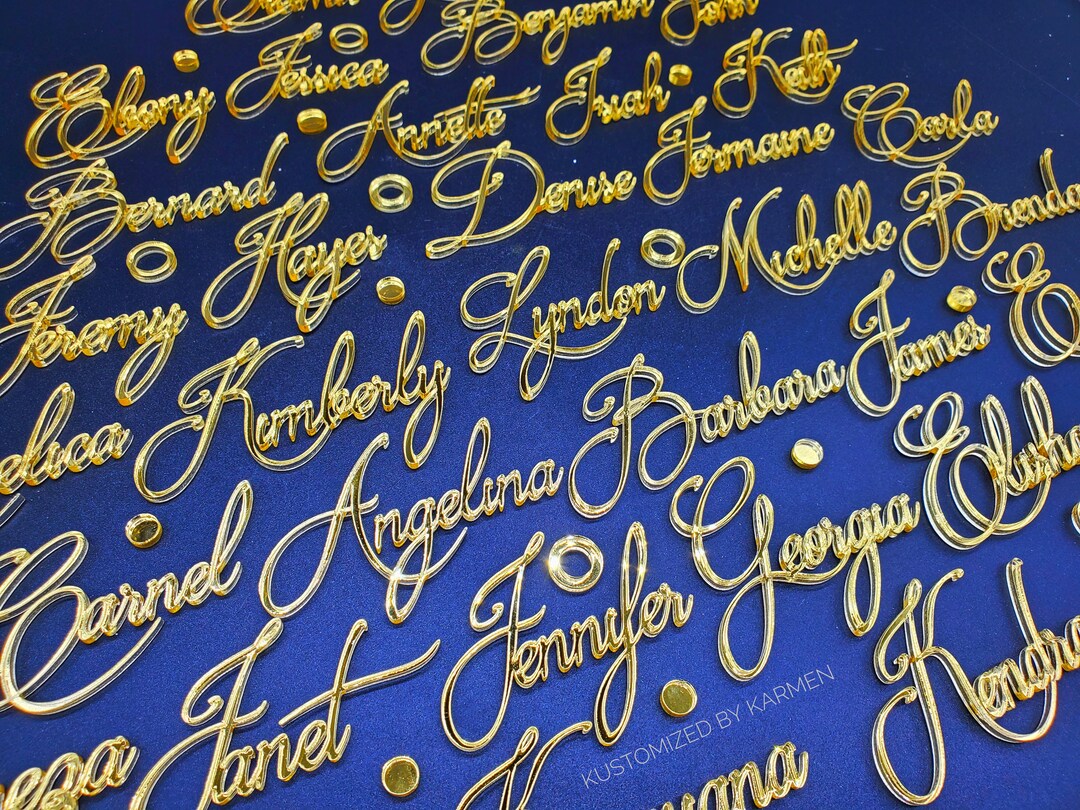 Cute 1.5 Inch Laser Cut Wedding Name Place Cards, Personalized Wedding ...