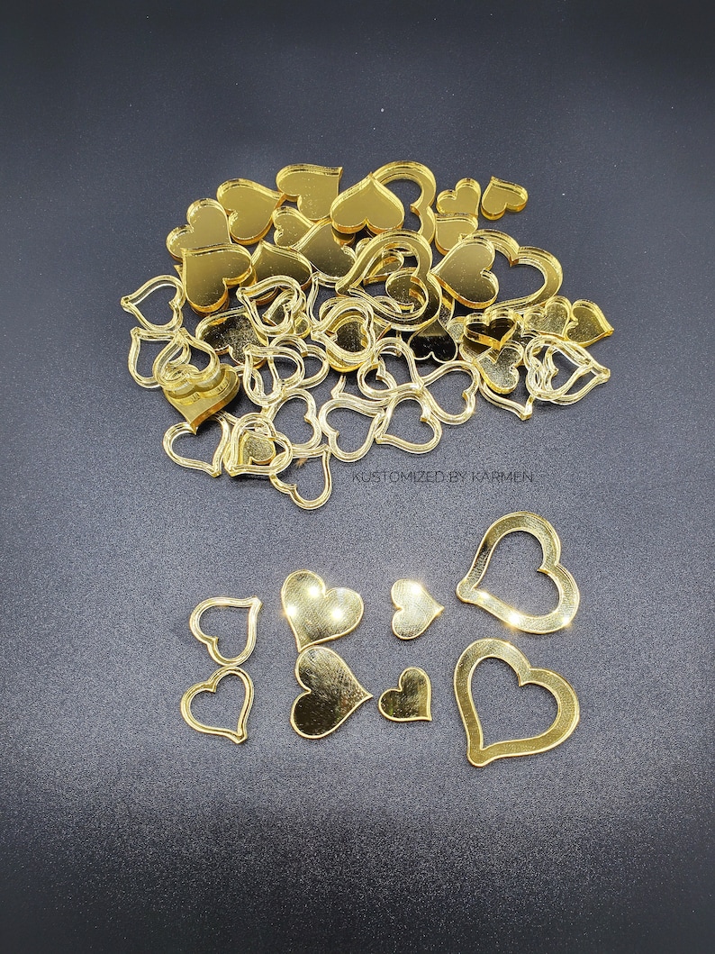 50 Small Laser Cut Acrylic Mirrored Hearts Love Table Confetti - Etsy