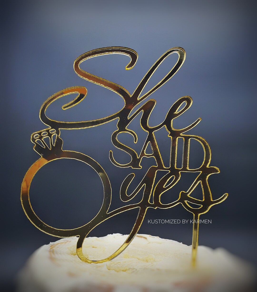 She Said Yes, Engagement Party Cake, Mirror Acrylic Gold, Silver or ...
