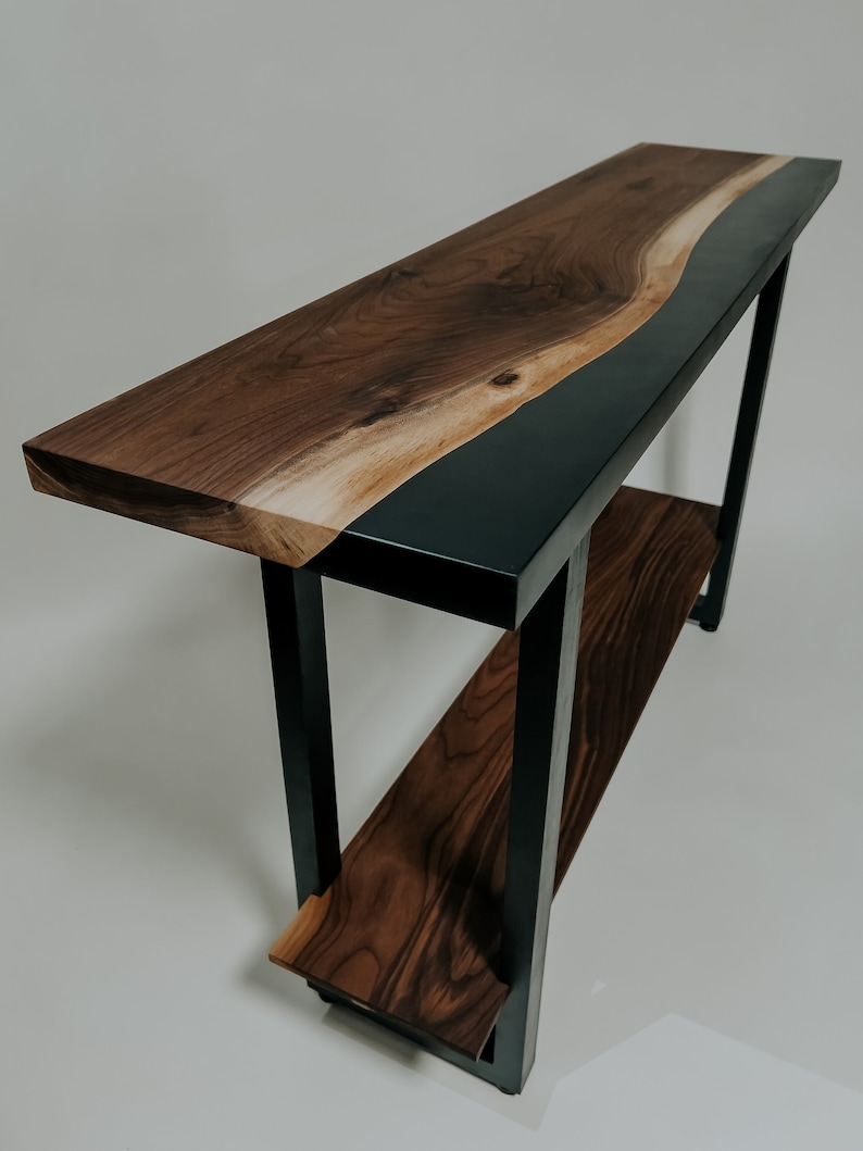 Live Edge Walnut and Epoxy Sofa/console Table - Etsy
