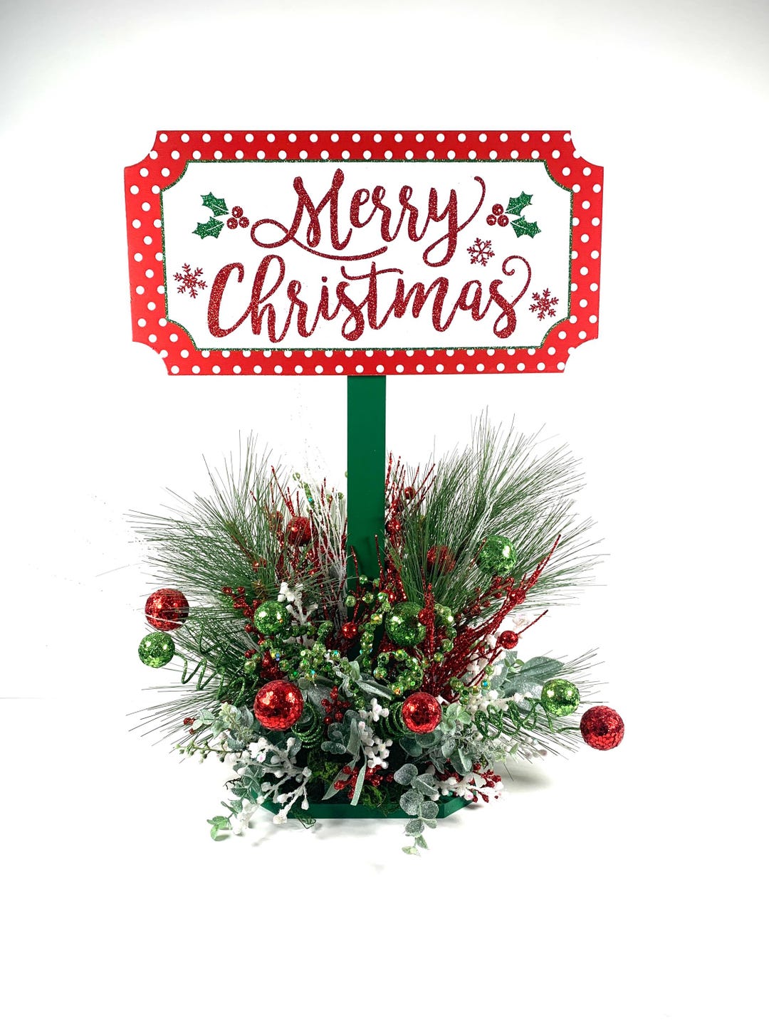 Merry Christmas Tabletop Sign, Holiday Centerpiece With Glitter ...
