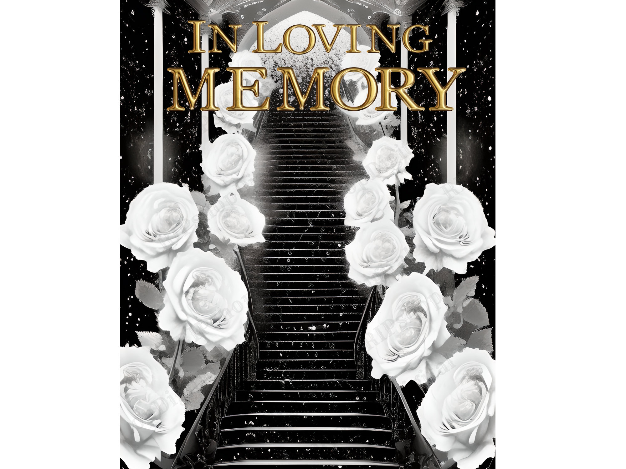 In Loving Memory PNG, Black Gold Heaven's Stairway Memorial Background ...