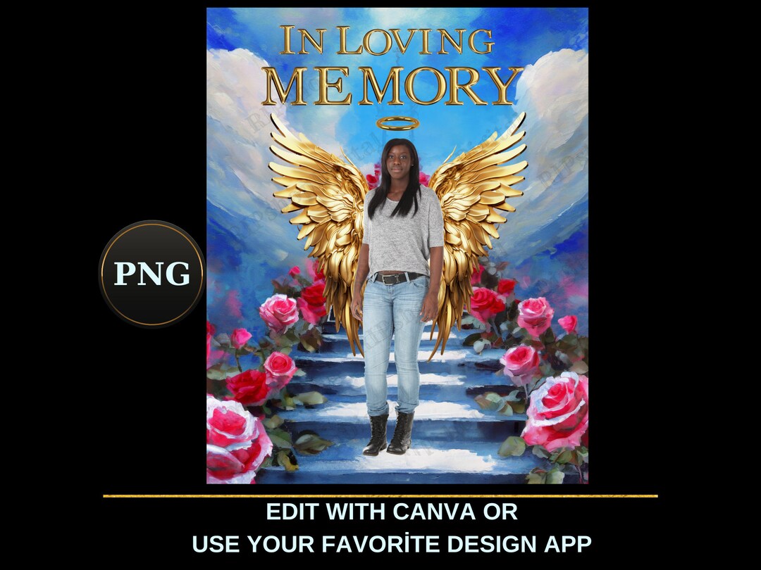 In Loving Memory PNG, Red Rose Gold Heaven's Stairway Memorial ...
