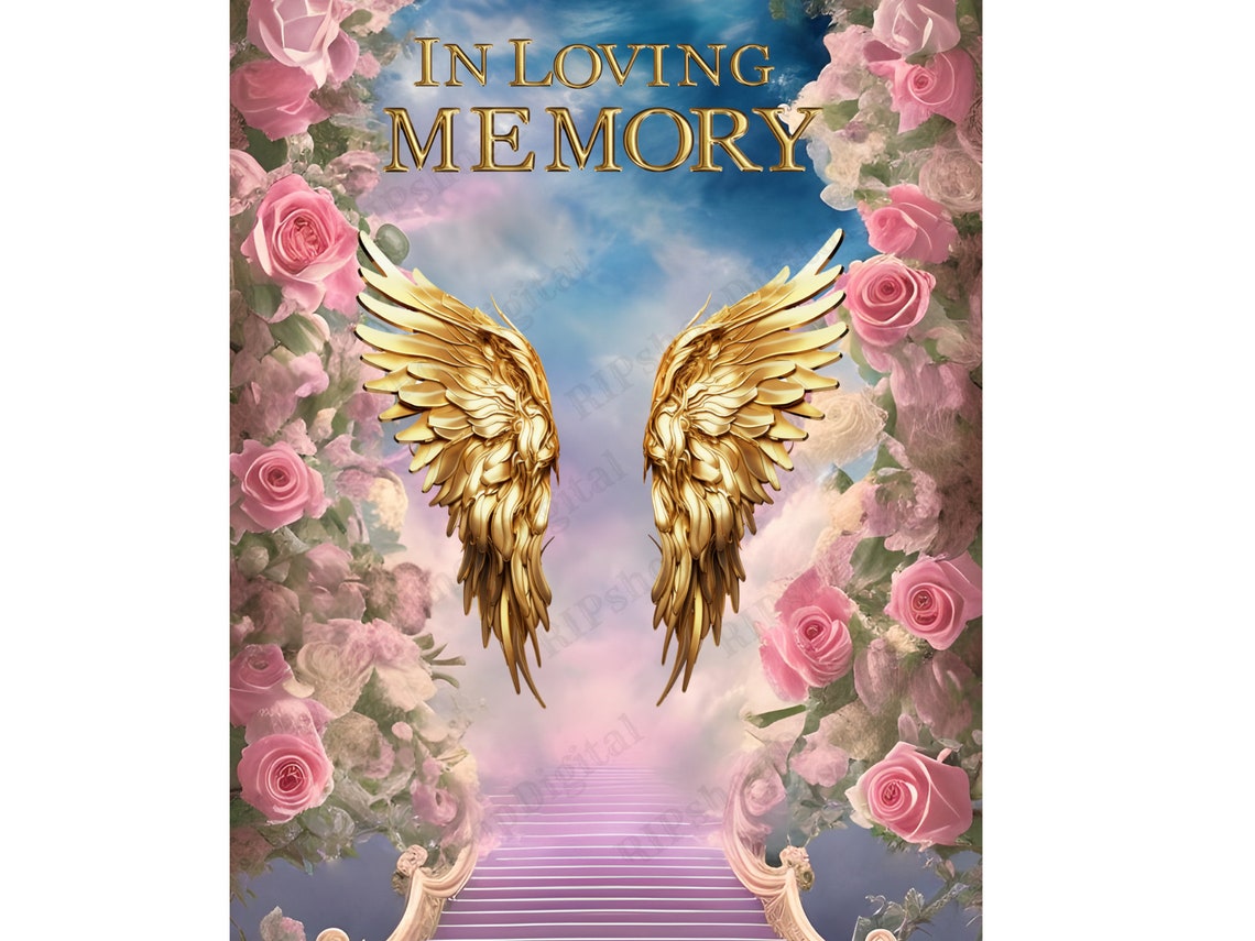 In Loving Memory PNG , Pink Rose Heaven's Stairway Memorial Background ...