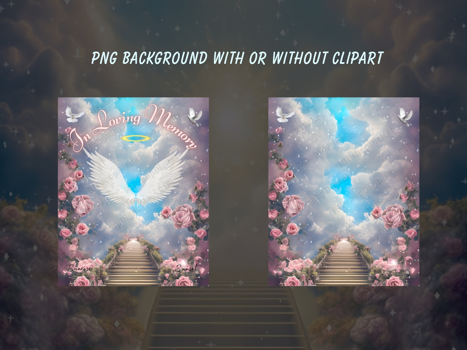 İn Loving Memory PNG, Blue Sky Background, Heaven Gate Stairway ...