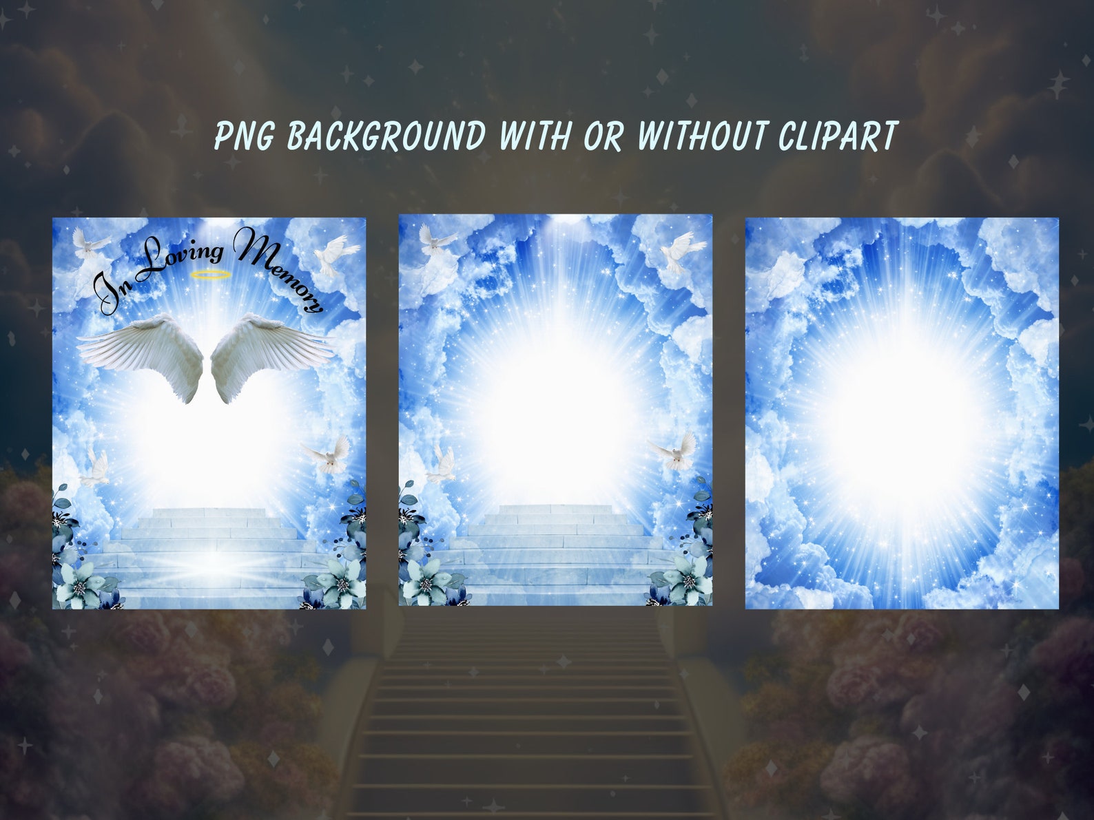 İn Loving Memory PNG, Blue Sky Heaven Background, Heaven Gate Stairway ...
