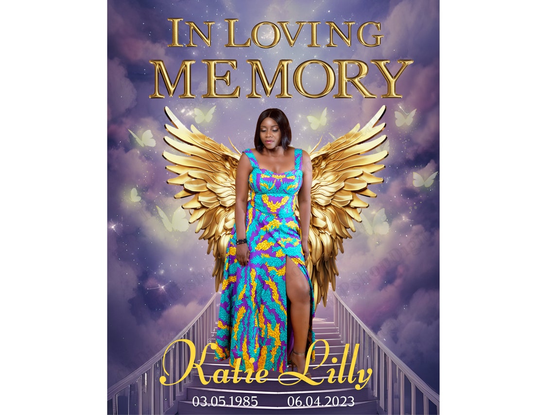 In Loving Memory PNG, Lilac Gold Heaven's Stairway Memorial Background ...