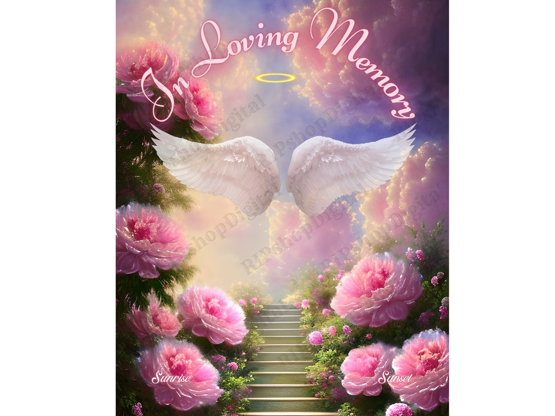 İn Loving Memory PNG, Pink Funeral Gifts, Blue Sky Background, Heaven ...