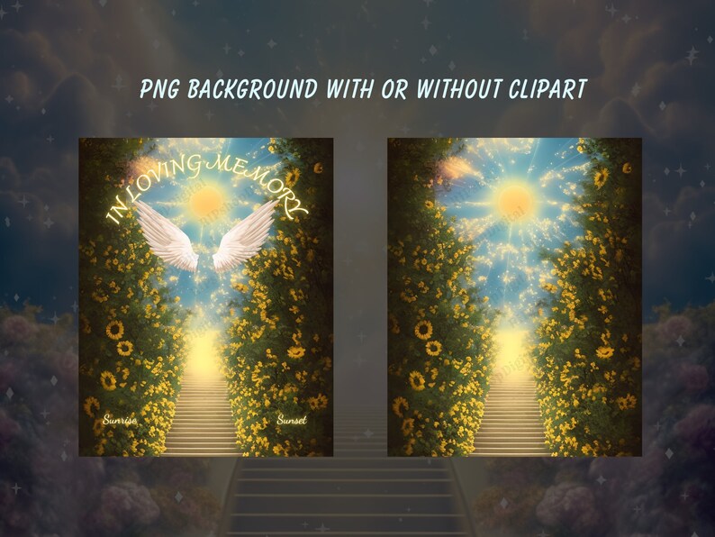 İn Loving Memory PNG, Sunflower Heaven Background, Heaven Gate Stairway ...