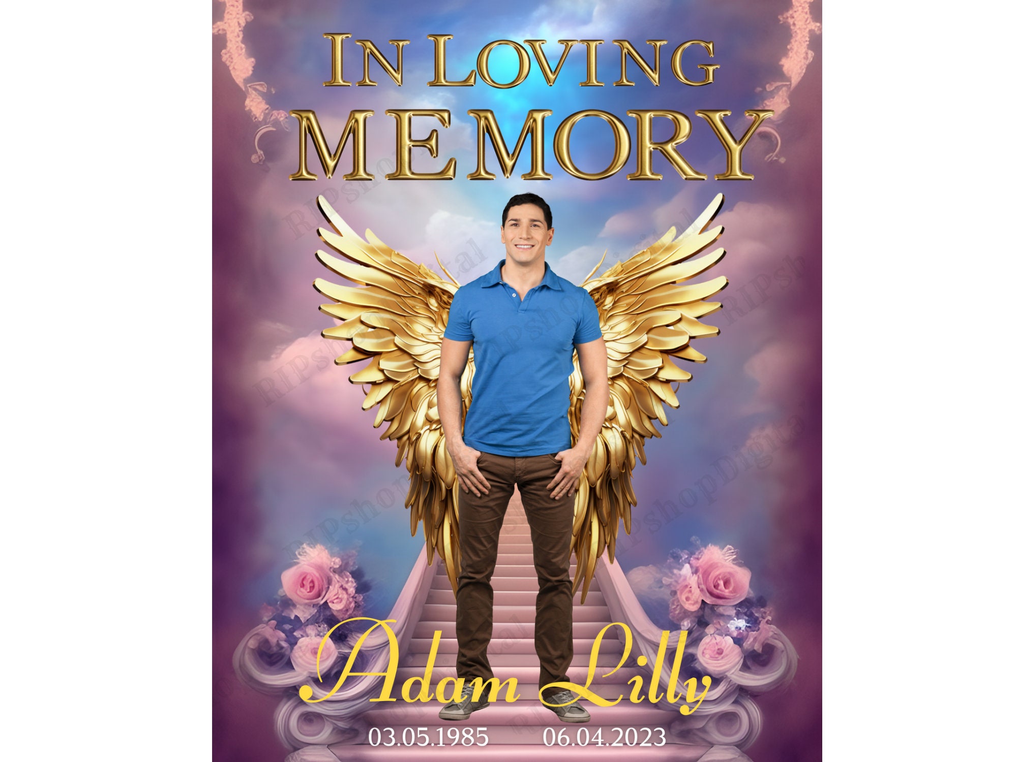 Gold in Loving Memory PNG, Pink Gold Heaven's Stairway Memorial ...