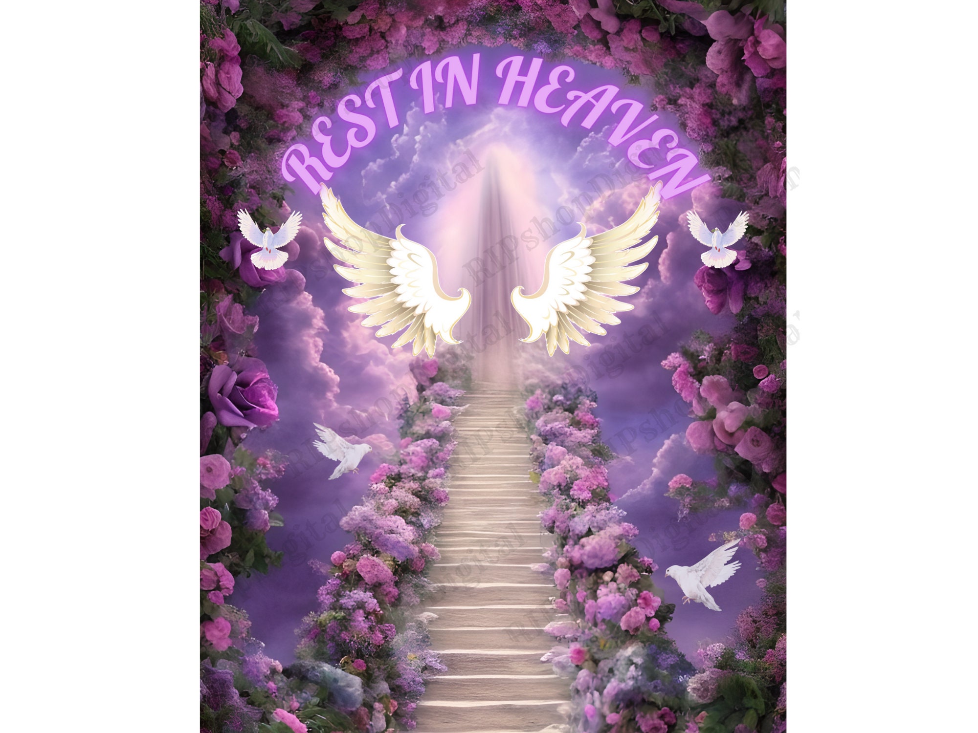 Rest in Heaven PNG, Purple Sky Heaven Gate, Memorial Background for ...