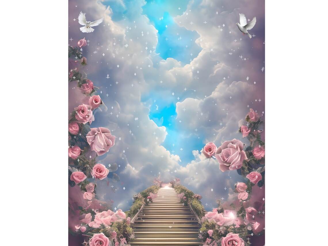 İn Loving Memory PNG, Blue Sky Background, Heaven Gate Stairway ...