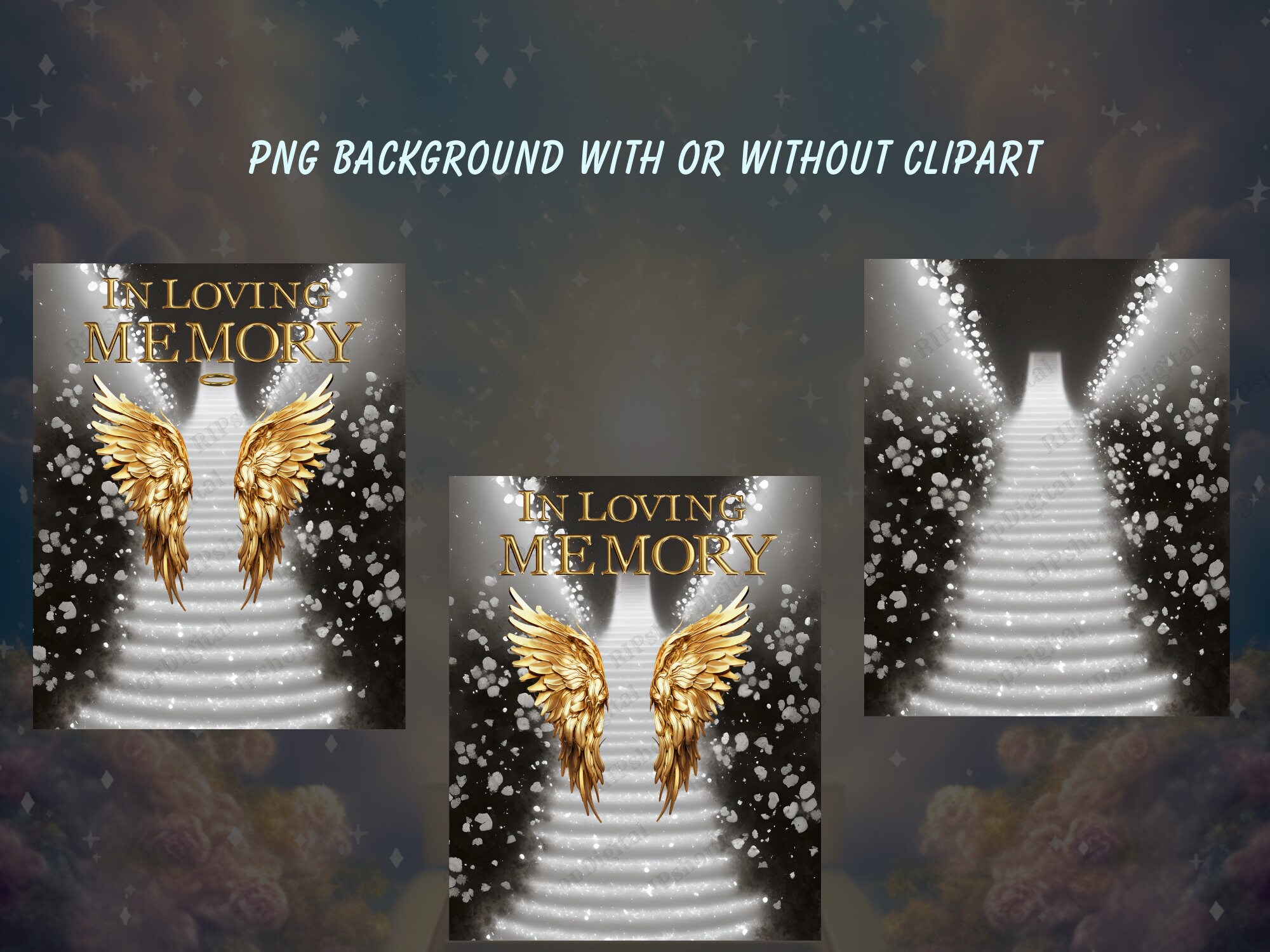 In Loving Memory PNG, Black Heaven's Stairway Memorial Background for ...