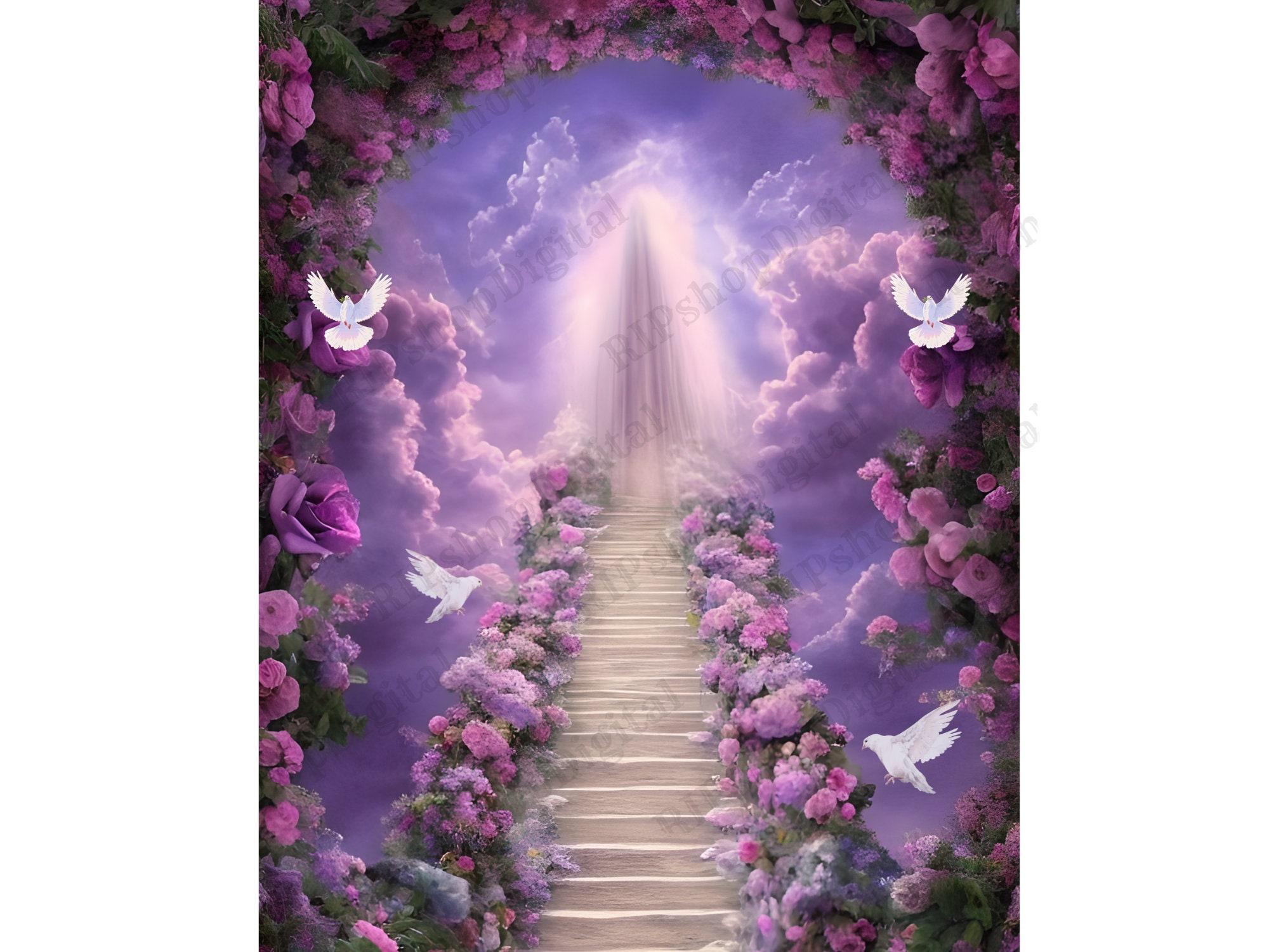 Rest in Heaven PNG, Purple Sky Heaven Gate, Memorial Background for ...