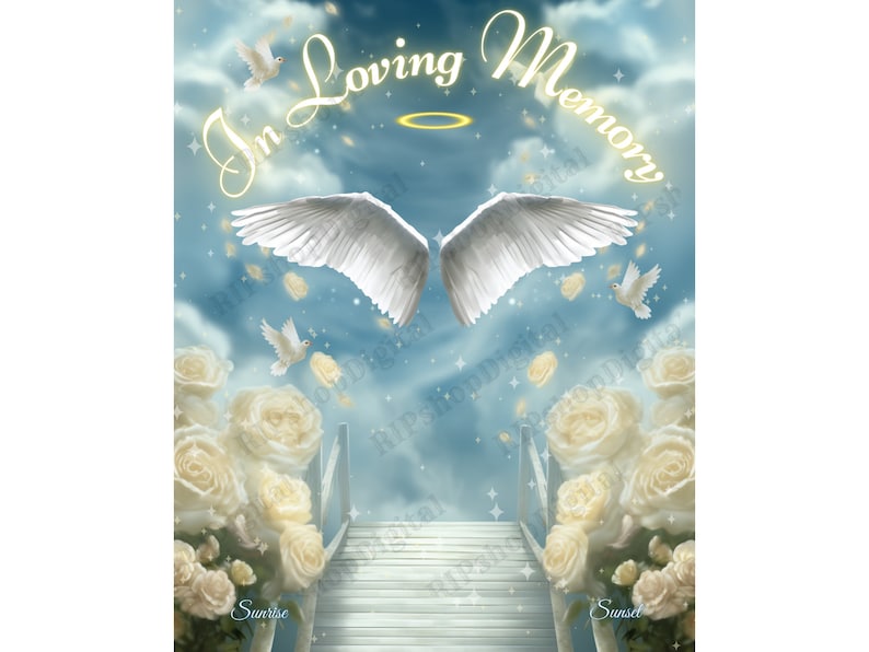 İn Loving Memory PNG, Blue Sky Background, Heaven Gate Stairway ...
