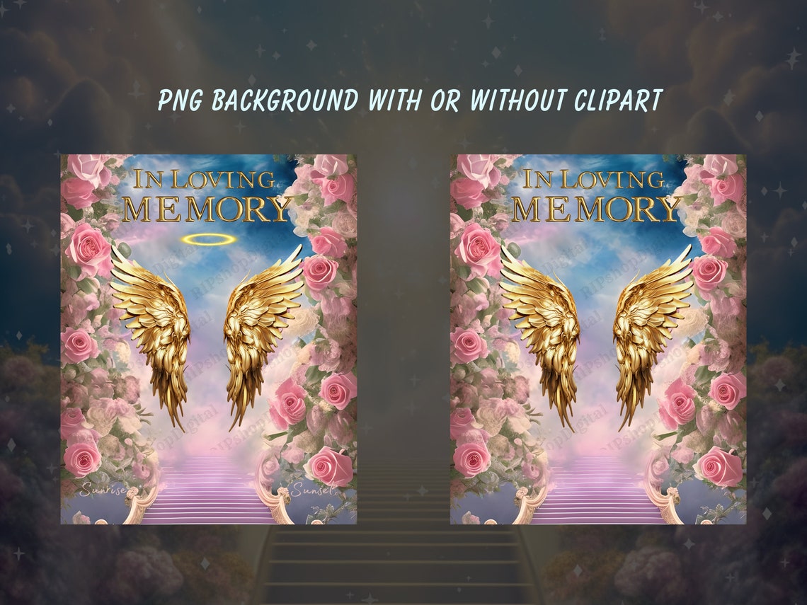 In Loving Memory PNG , Pink Rose Heaven's Stairway Memorial Background ...