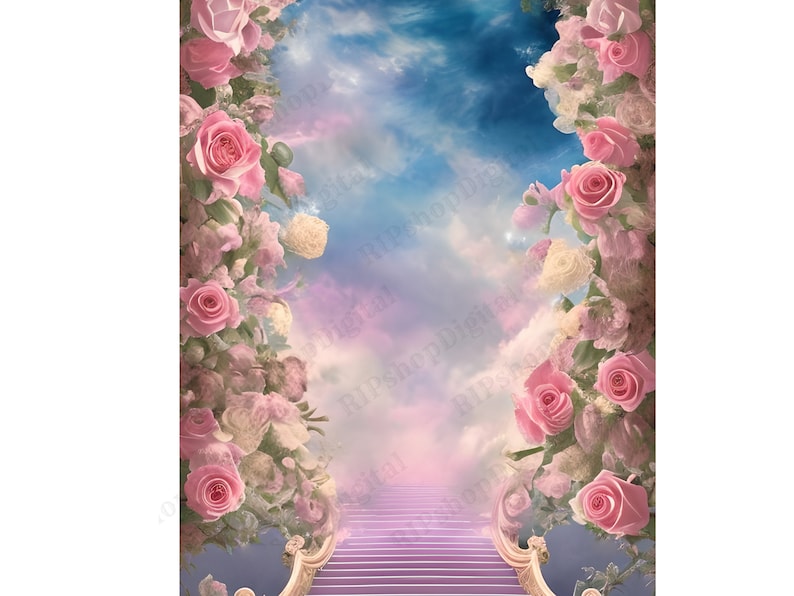 İn Loving Memory PNG, Pink Rose Heaven Gate Stairway Memorial ...
