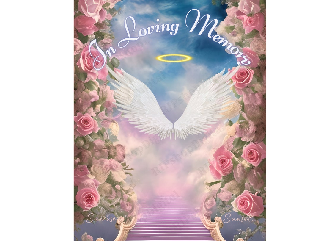 İn Loving Memory PNG, Pink Rose Heaven Gate Stairway Memorial ...